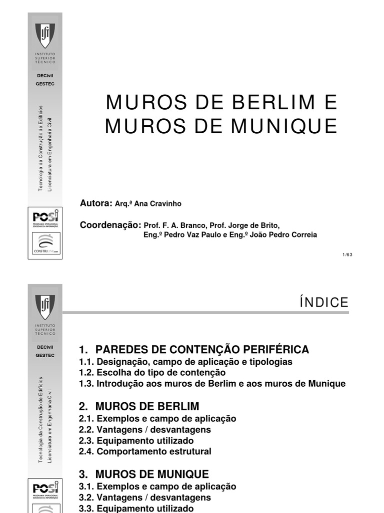 Muros de Berlim e Muros de Munique | PDF | Engenharia Civil | Viga