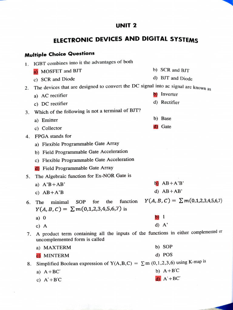 Electronic Devices MCQs and Short Answers | PDF | Electric Motor ...