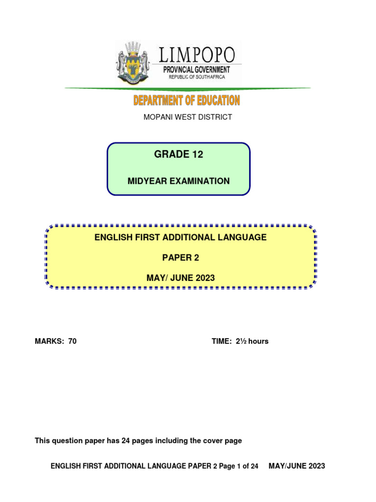 Grade 12 English First Additional Language Paper 2 MayJune 2023 | PDF | Macbeth | Strange Case ...
