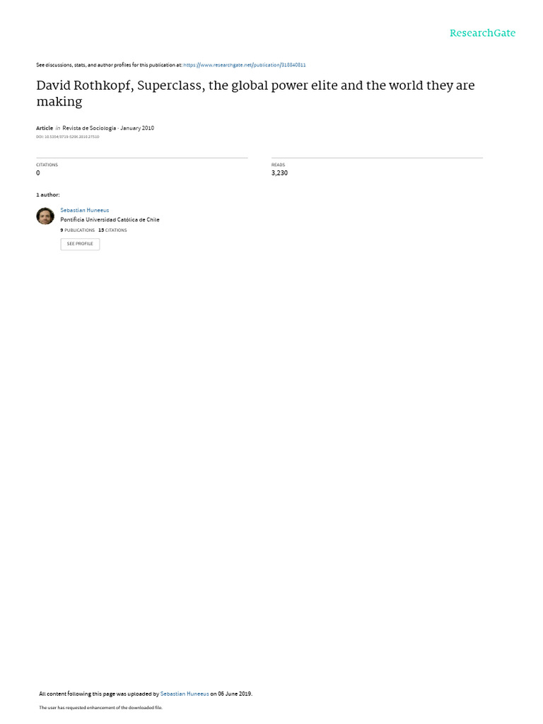 David Rothkopf Superclass The Global Power Elite A | PDF | Chile ...