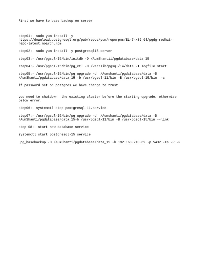 PostgreSQL 11 to 15 Upgrade Guide | PDF | Business | Computers