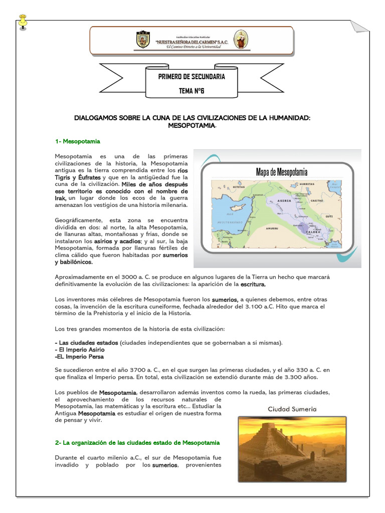 Tema 6 Dialogamos Sobre La Cuna De Las Civilizaciones De La Humanidad