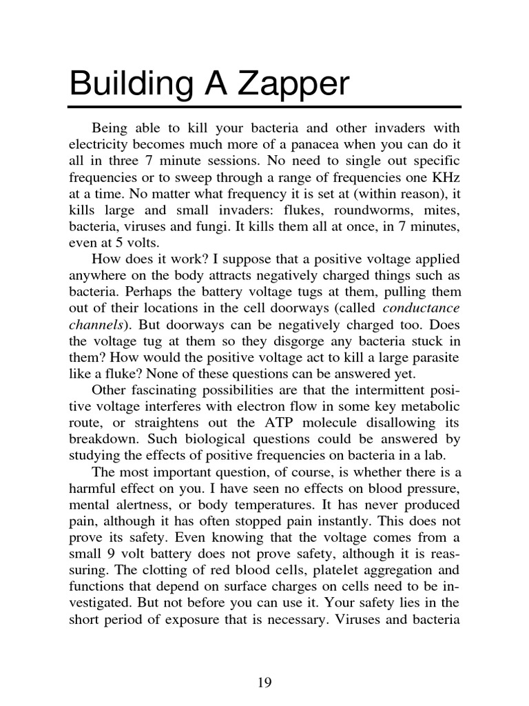 Hulda Clark - Zapper | PDF | Voltage | Electrical Engineering