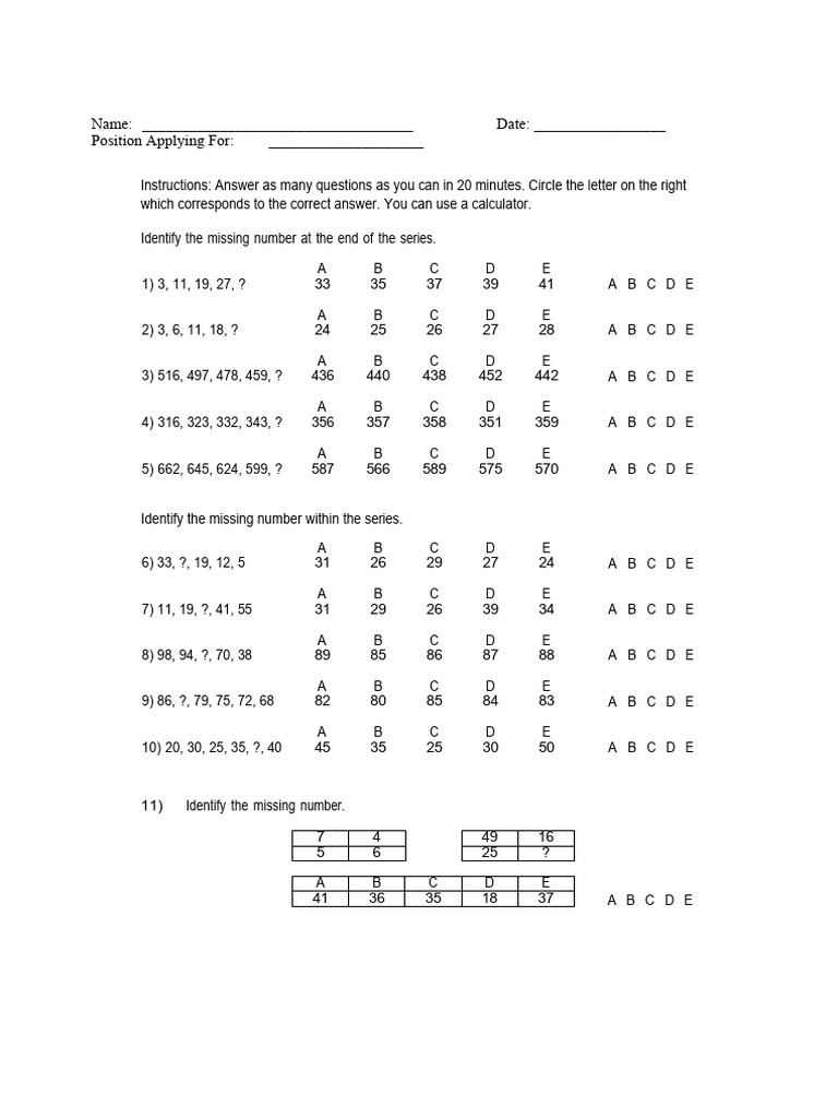 Pre-Emp Numerical Test | PDF