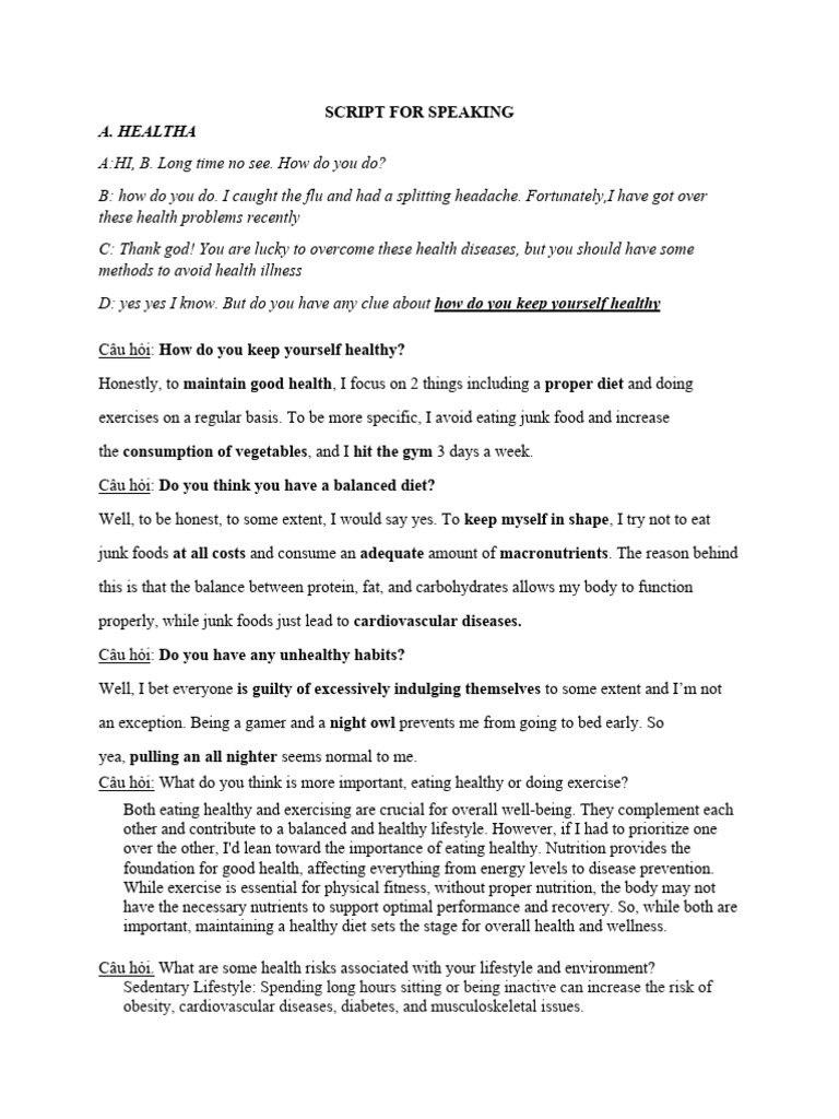 Script For Speaking | PDF | Healthy Diet | Diet (Nutrition)
