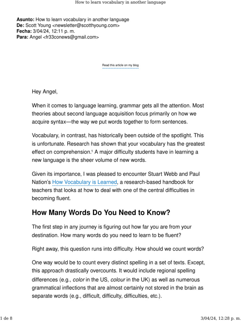 How To Learn Vocabulary in Another Language | PDF | Vocabulary | Flashcard