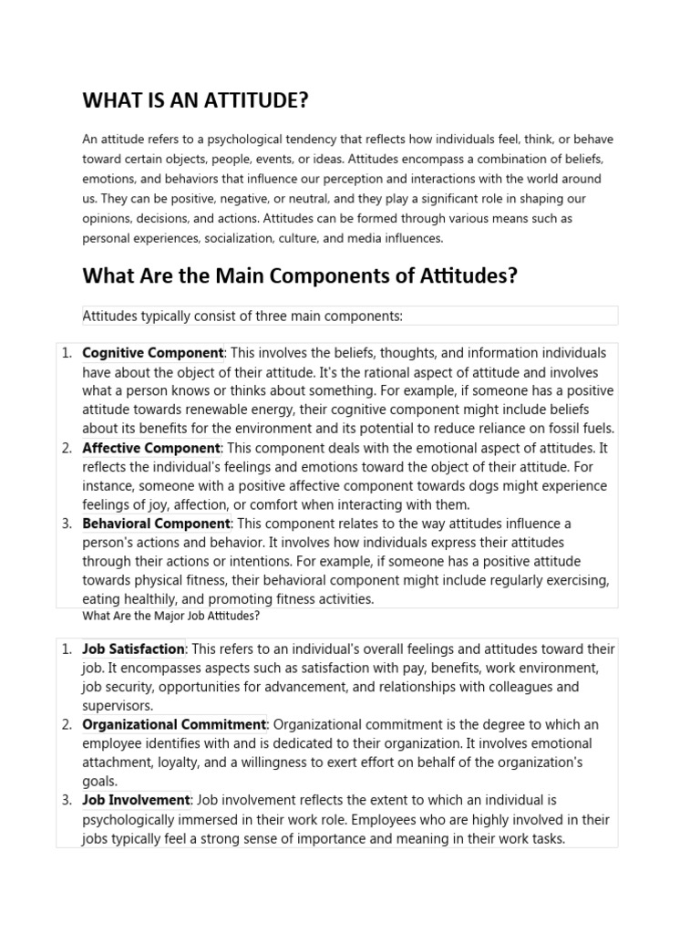 What Is An Attitude | PDF | Attitude (Psychology) | Job Satisfaction