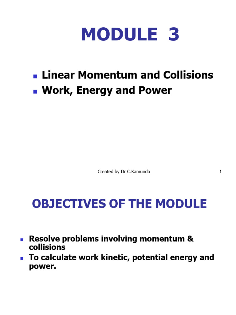 Unit 3 - Momentum - Work - Energy and Power | PDF | Momentum | Collision