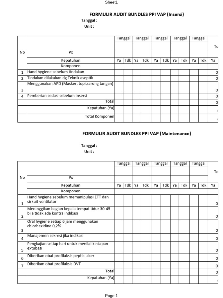 Audit Kepatuhan Bundles PPI Rumah Sakit | PDF