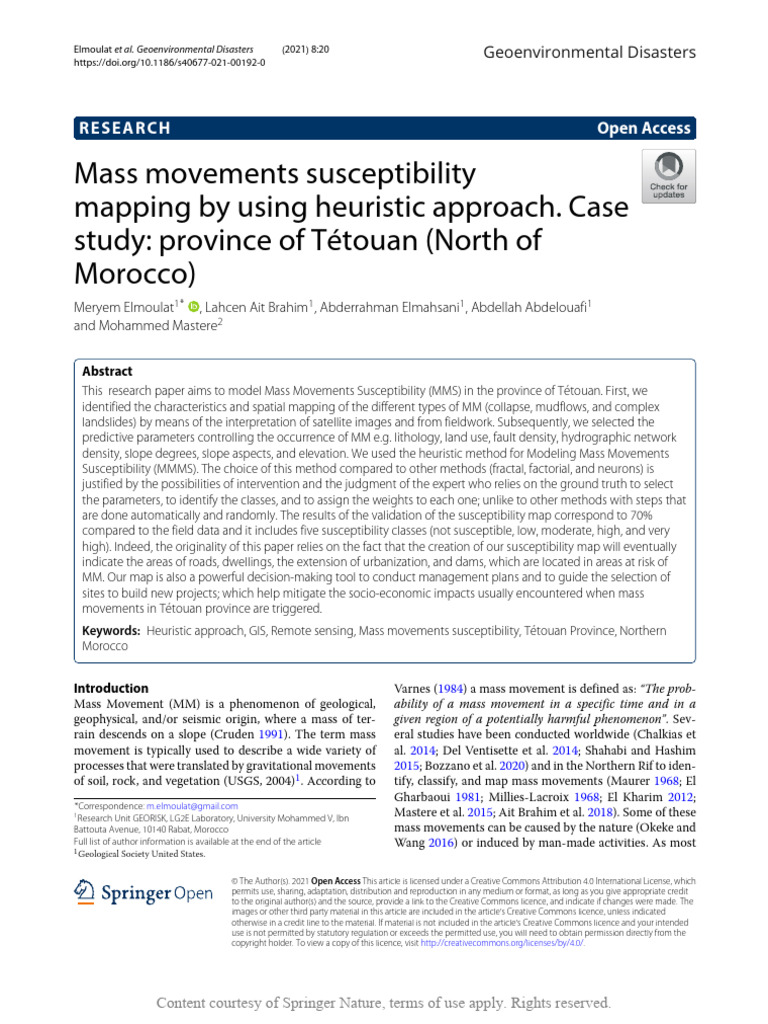 Mass Movements Susceptibility Mapping by Using Heu | PDF | Geographic ...