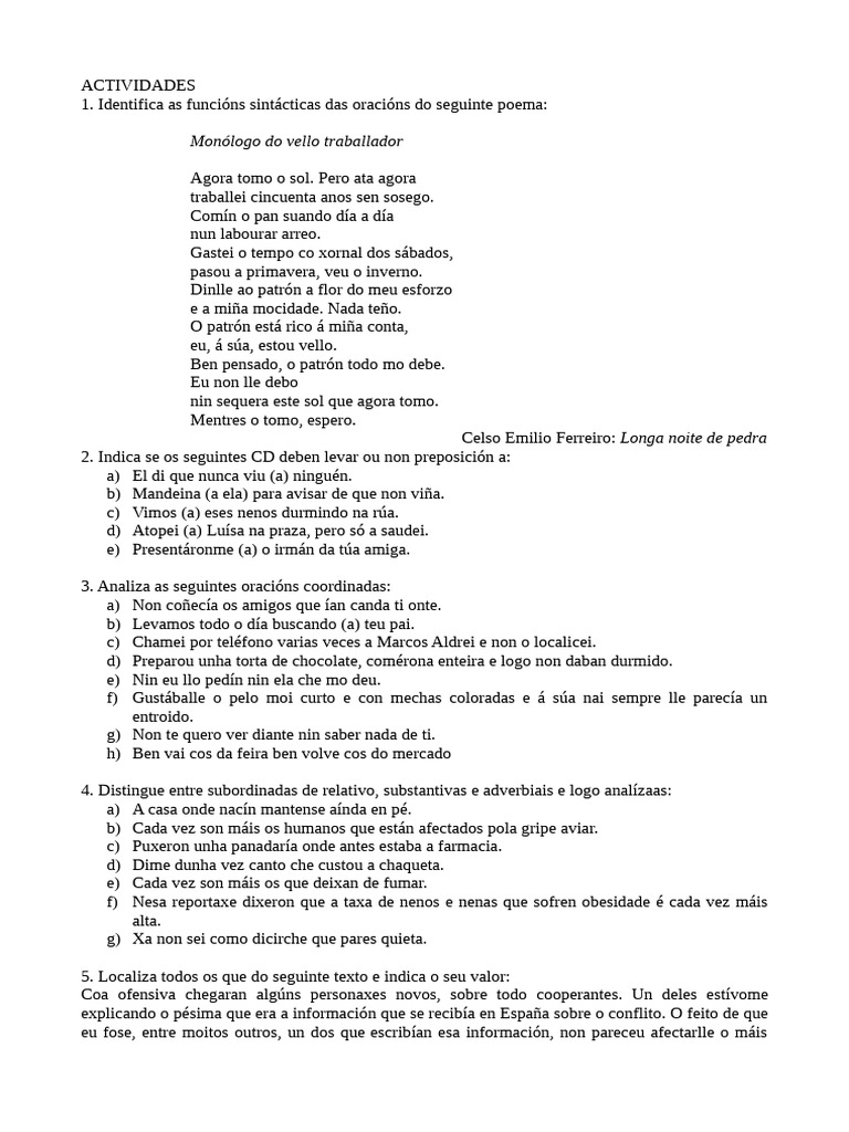 Exercicios Sintaxe | PDF