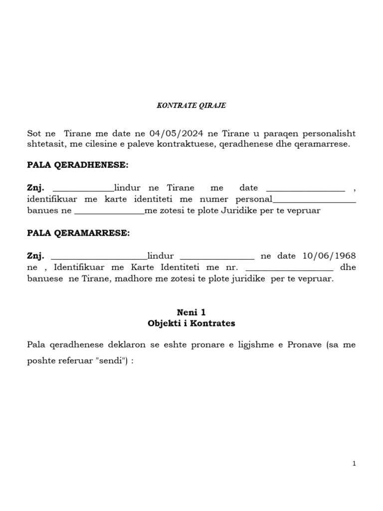 Kontrate Qiraje | PDF