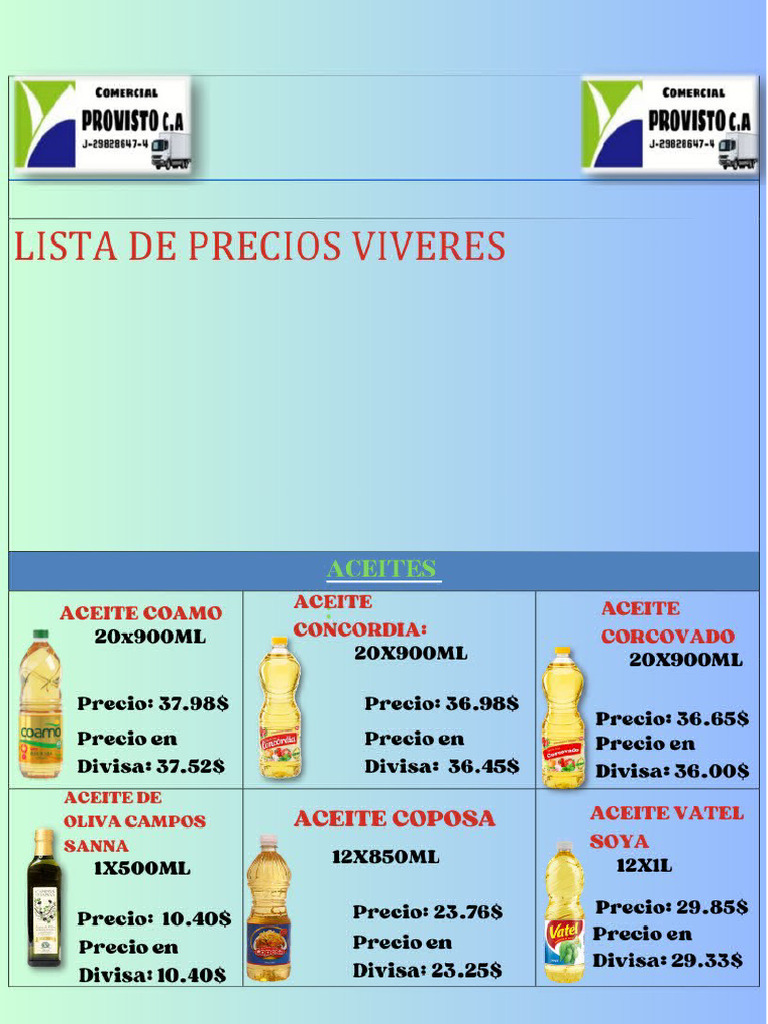 Lista de Precios Viveres | PDF