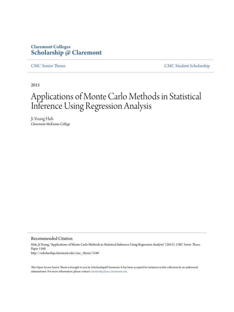 Applications of Monte Carlo Methods in Statistical Inference Usin | PDF | Estimator | Bias Of An ...