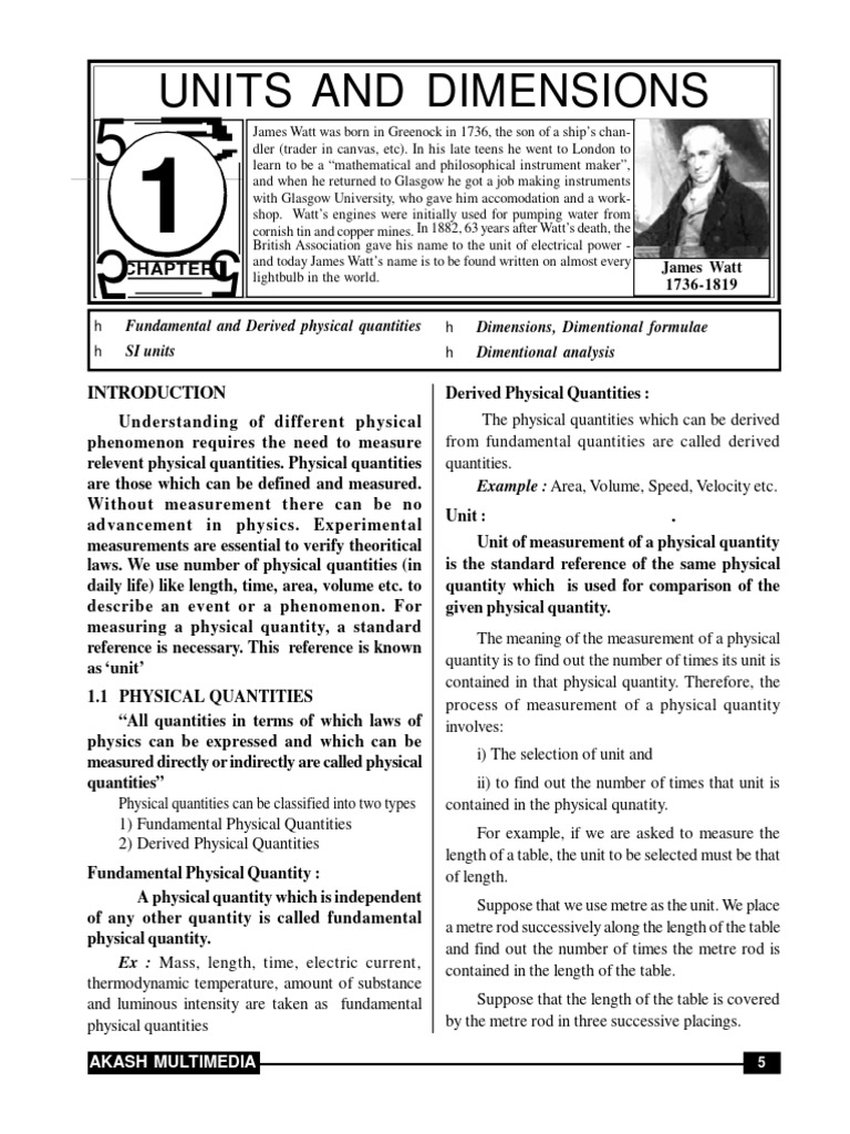 Units & Dimensions (Integrated) (5-19) | PDF | International System Of Units | Measurement