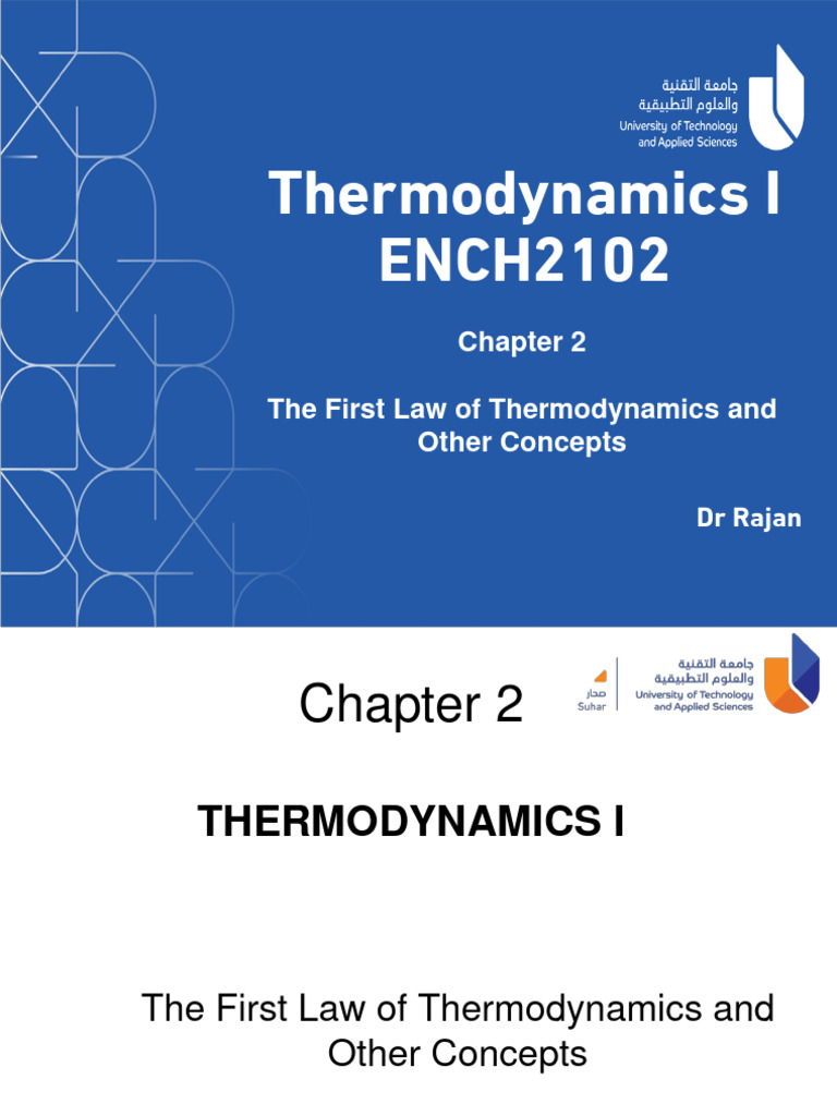 Chapter 2 First Law and Other Concepts UTAS | PDF | Thermodynamic ...