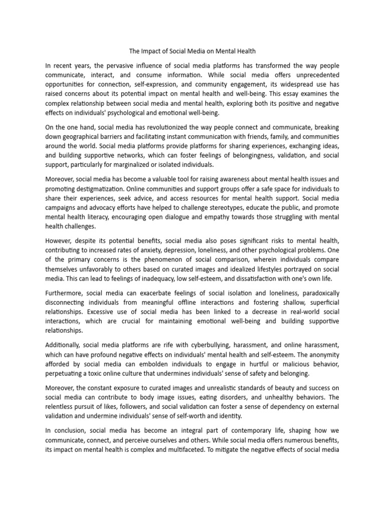 Social Media's Effects on Mental Health | PDF | Social Media | Popular ...