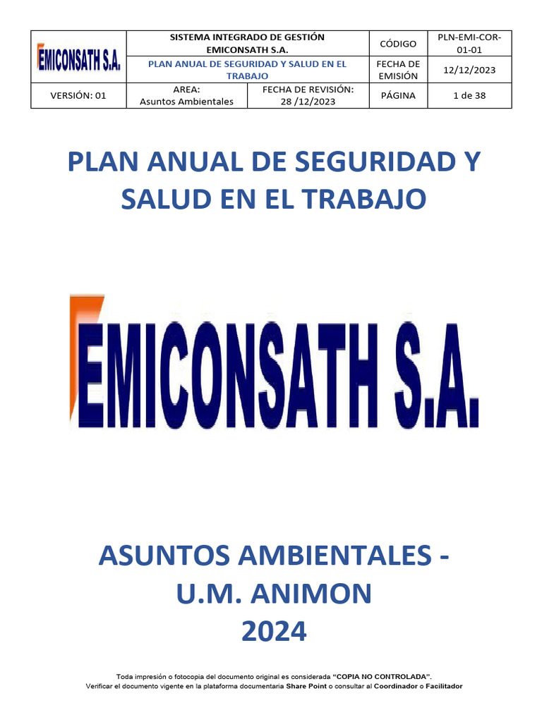 Plan SST 2024: EMICONSATH S.A. | PDF