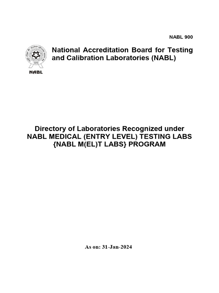 Nabl 900 | PDF | Medical Laboratory | Medical Specialties