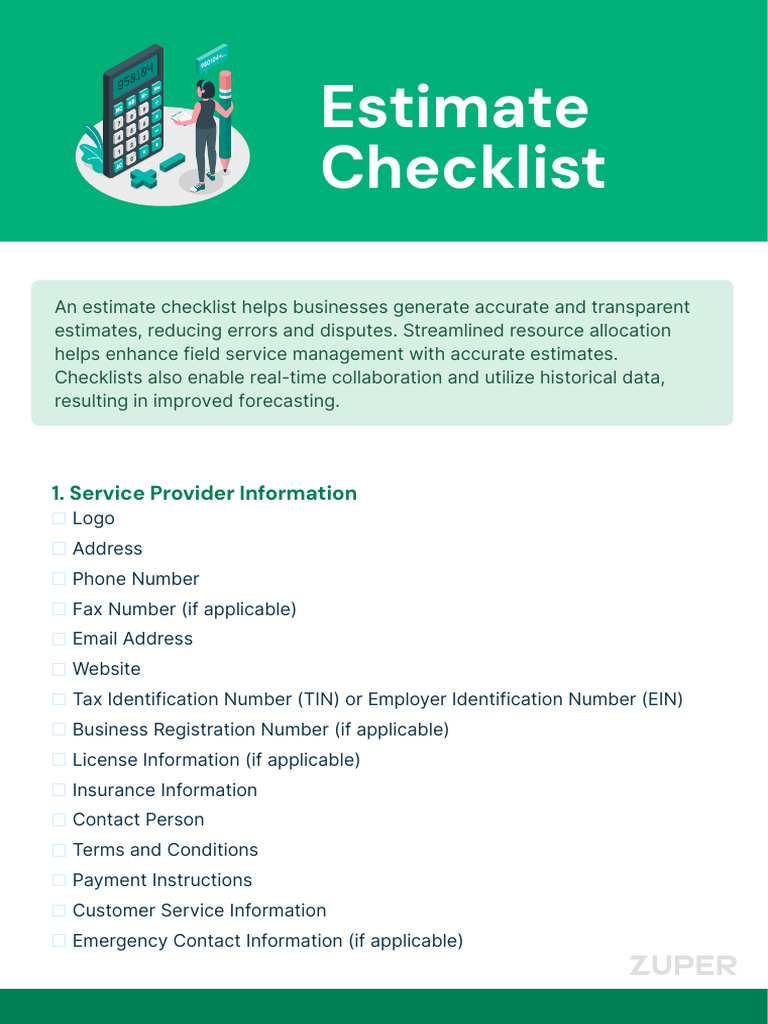 Estimate Checklist | PDF | Value Added Tax | Taxes