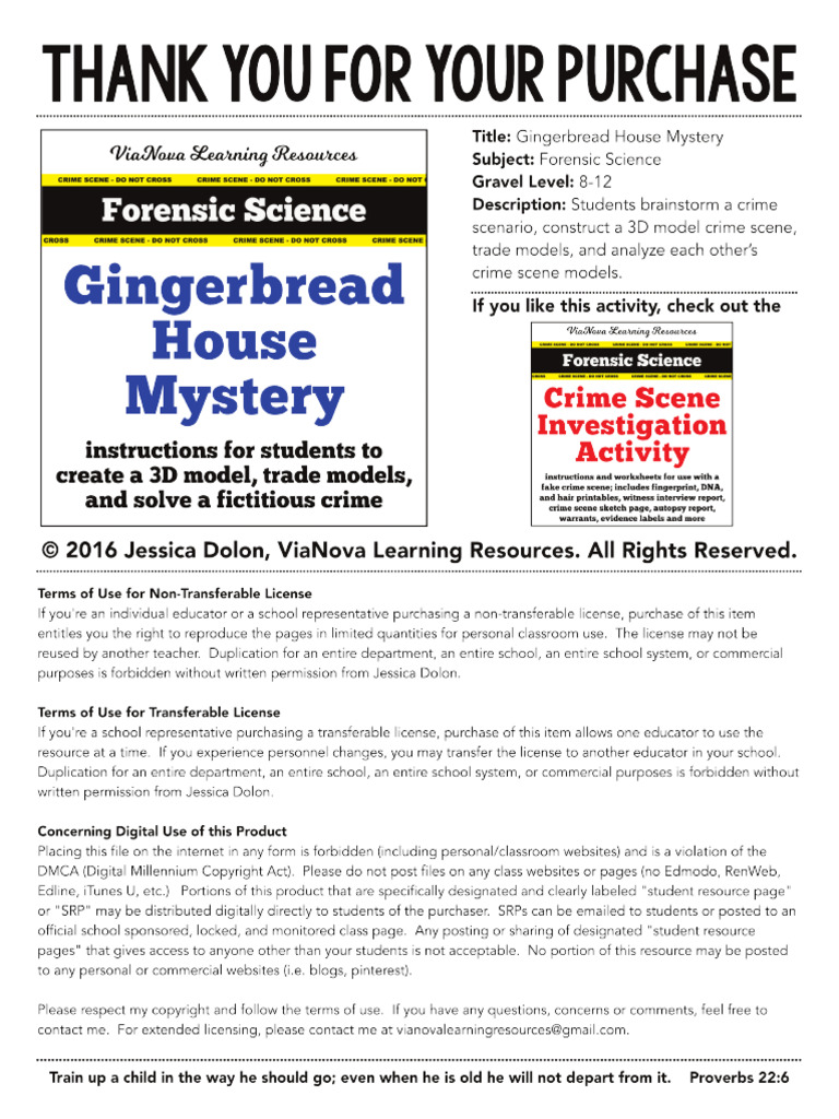 ForensicScienceGingerbreadHouseMystery3DModelActivityChristmasLesson 1 ...