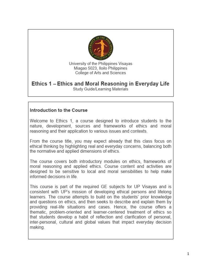 1 - Module 1 f2f | Download Free PDF | Reason | Morality