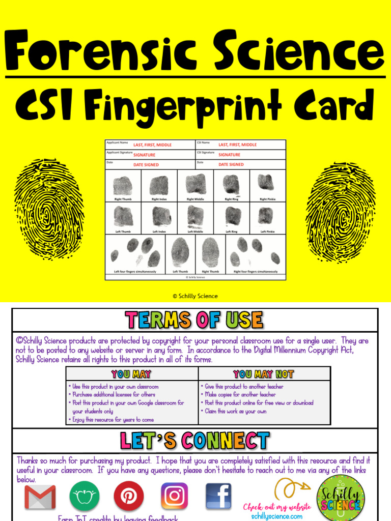 CSI Fingerprint Card: Forensic Science | PDF | Forensic Science ...