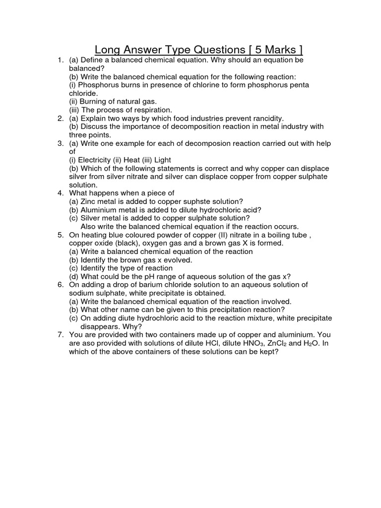 Long Answer Type Questions | PDF Long Answer Type Questions | PDF