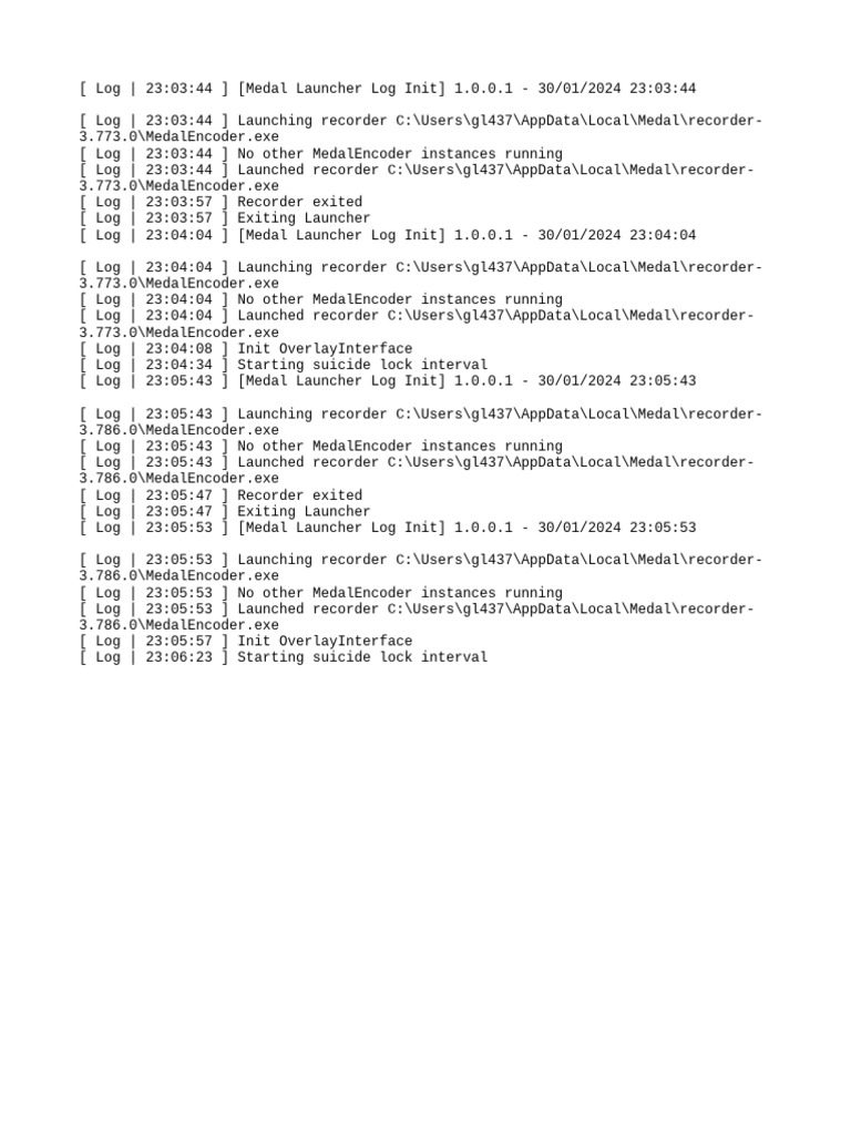 Medal Launcher Log 20240130 | PDF