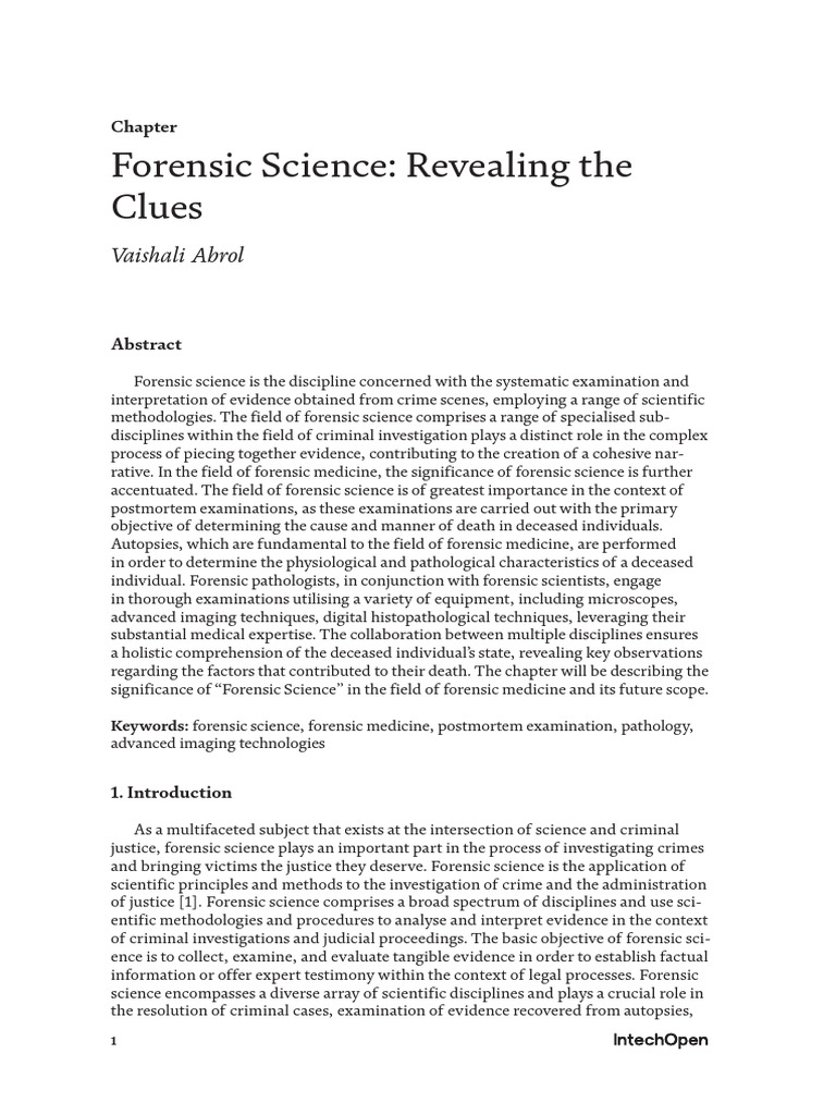 Forensic Science Revealing The Clues Pdf Autopsy Pathology