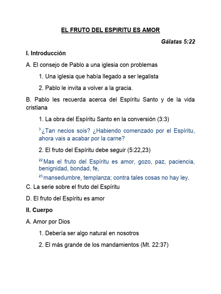 El Amor: Fruto del Espíritu Santo | PDF | Fruto Del Espiritu Santo | Amor