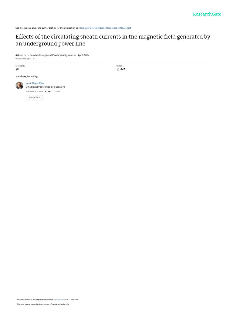 Effects of The Circulating Sheath Currents in The | PDF | Electric ...