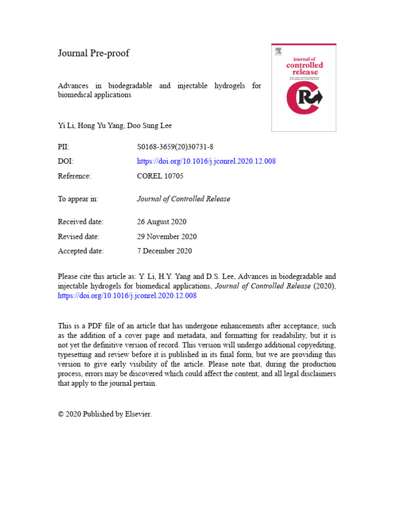 Journal Pre-Proof: Journal of Controlled Release | Download Free PDF ...