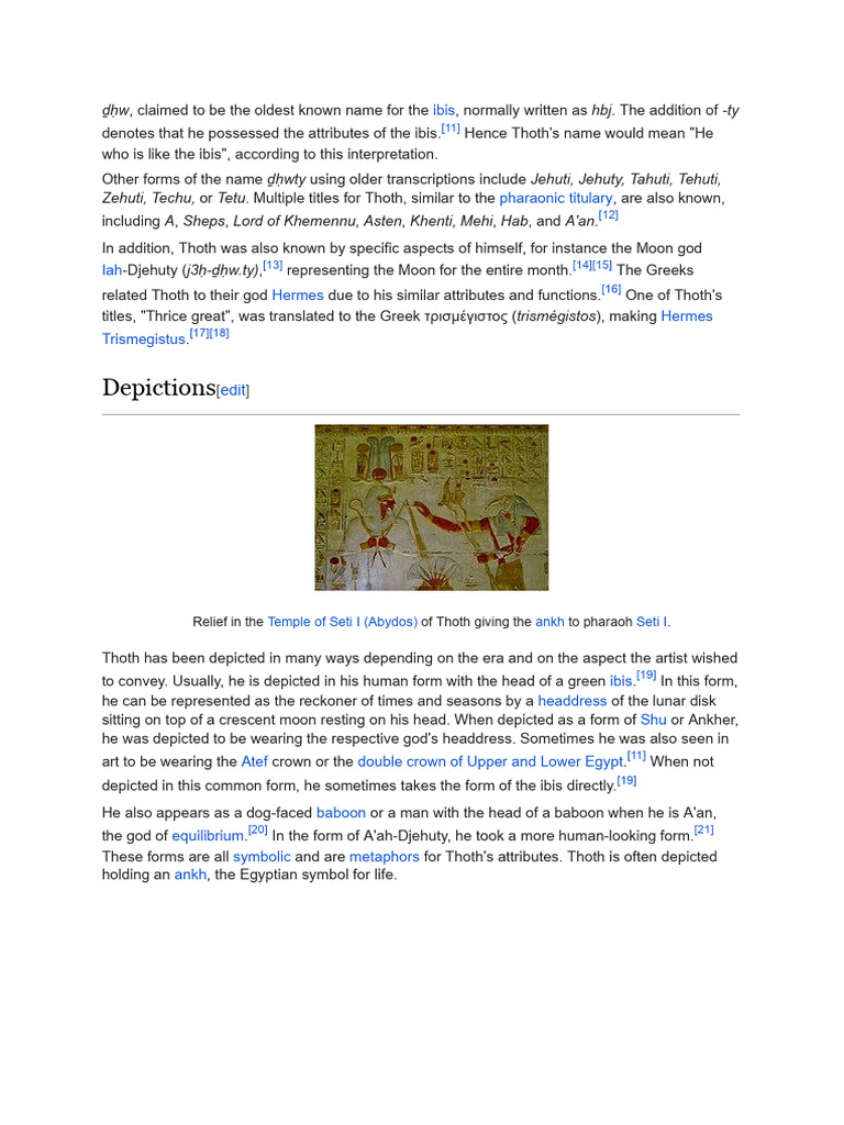 Thoth: Egyptian God of Wisdom and Writing | PDF | Egyptian Mythology ...