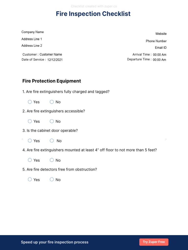 Fire Inspection Checklist | PDF | Fires | Safety