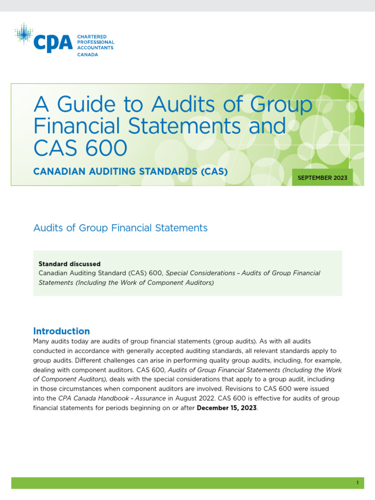 Guide to CAS 600 for Group Audits | PDF | Audit | Financial Audit