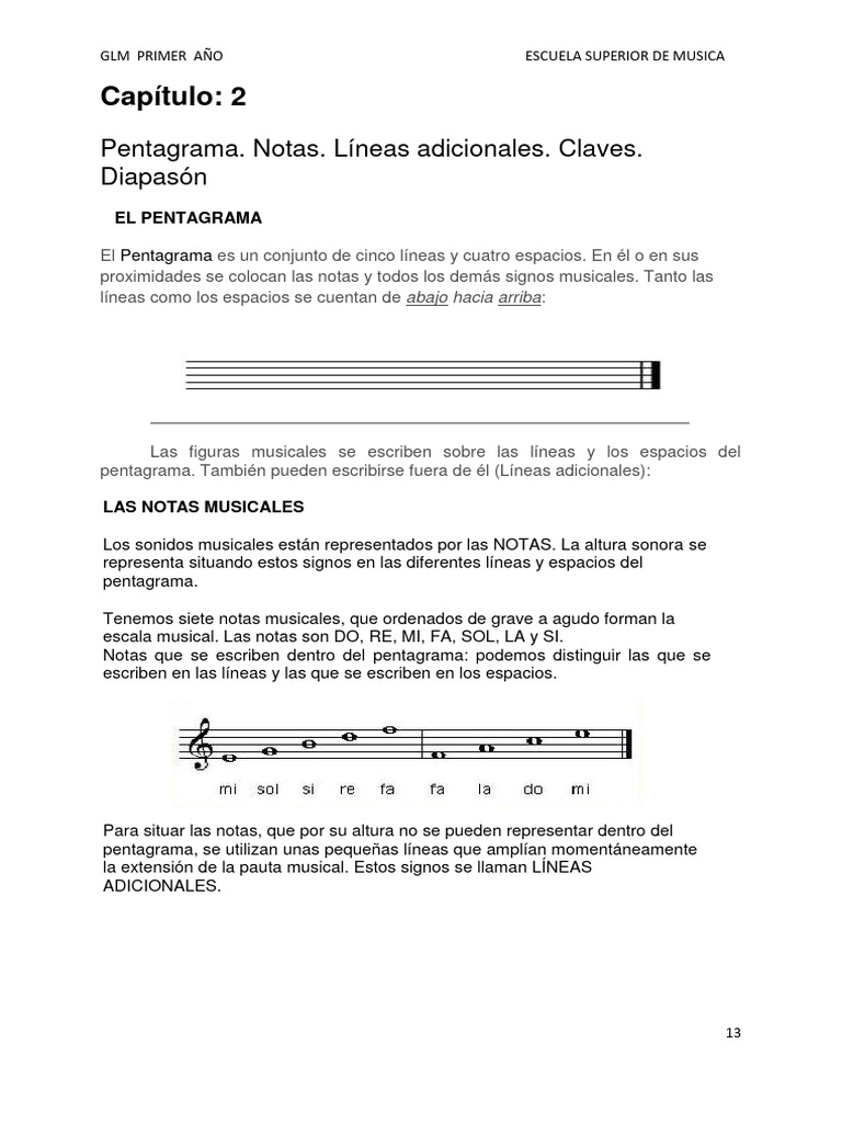 Pentagramas Notas y Claves | PDF | Clave | Teoría musical