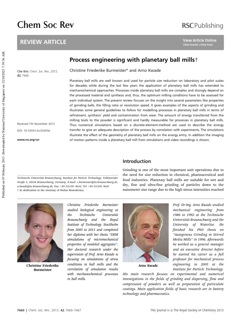 Process engineering with planetary ball mills | PDF | Mill (Grinding ...
