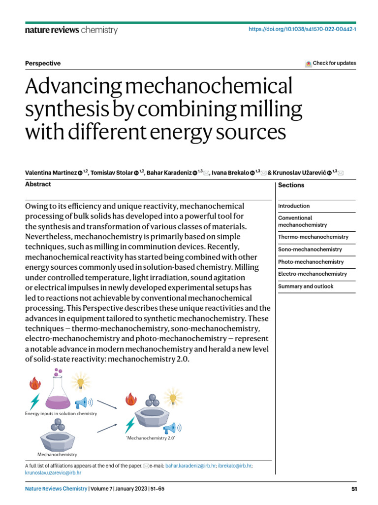 Advancing Mechanochemical Synthesis by Combining Milling With Different ...