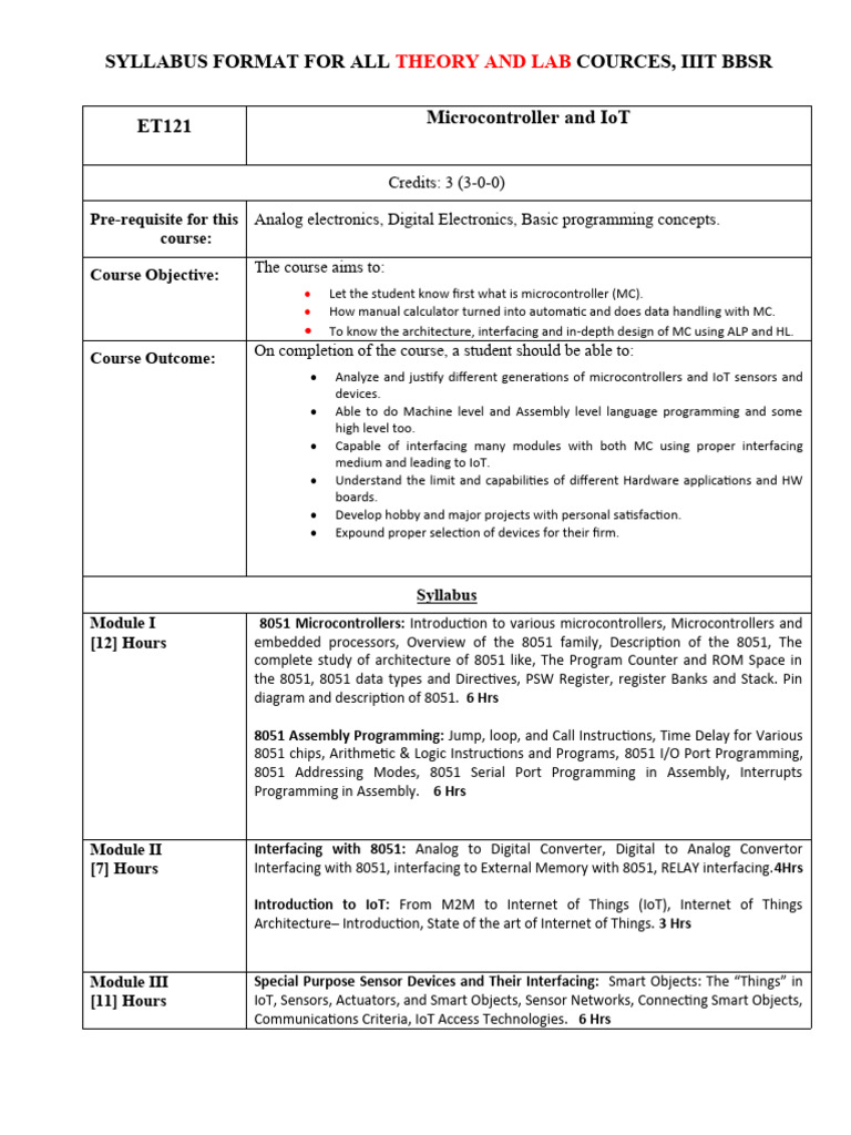 ET 121 MC & IoT Theory | PDF | Microcontroller | Internet Of Things