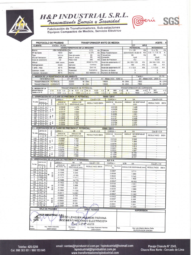 Protocolo Trafomix ENOSA H&P | PDF