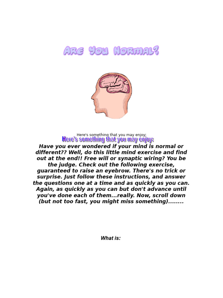 Mind Exercise: Are You Normal? | PDF