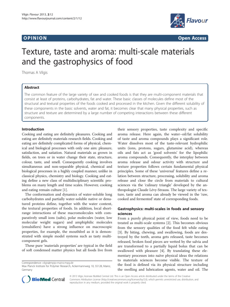 Texture, Taste and Aroma: Multi-Scale Materials and The Gastrophysics ...