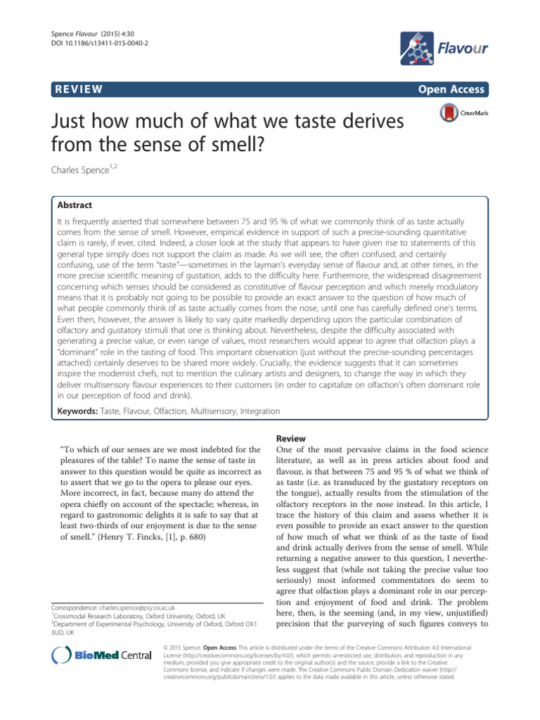 Just How Much of What We Taste Derives From The Sense of Smell? | PDF | Senses | Taste