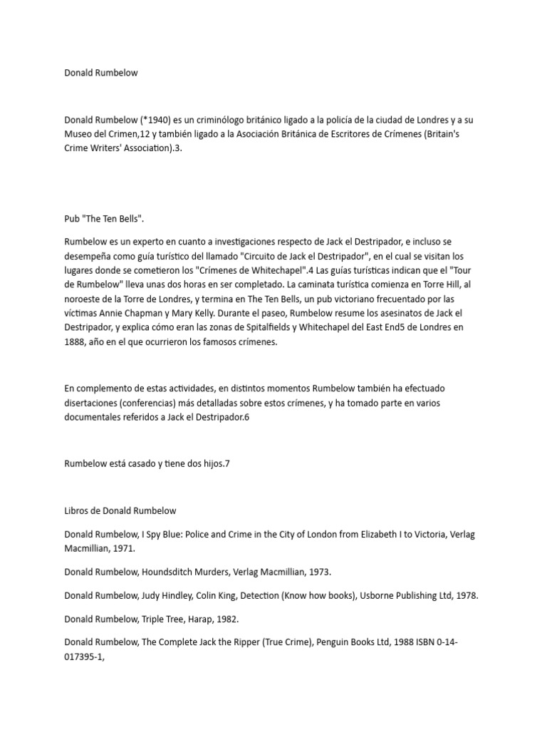Donald Rumbelow | PDF | Jack el destripador | Whitechapel