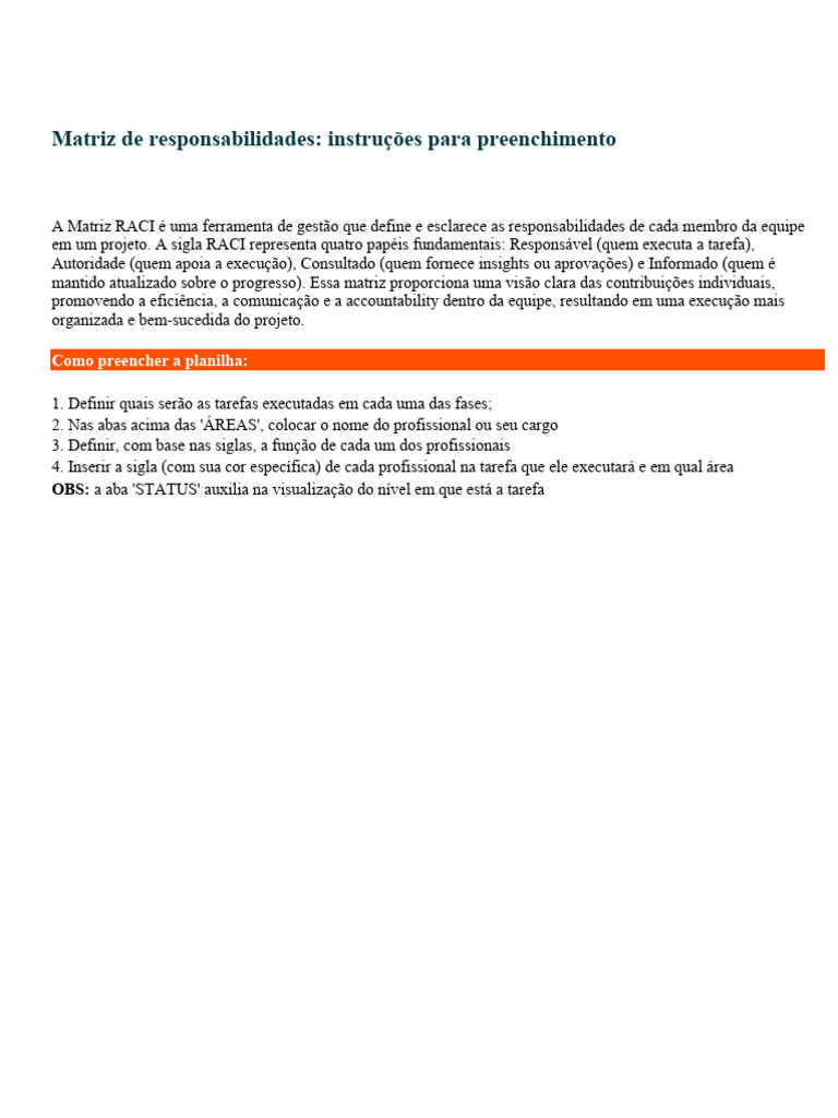 Instruções para Matriz de Responsabilidades | PDF | Análise de dados ...