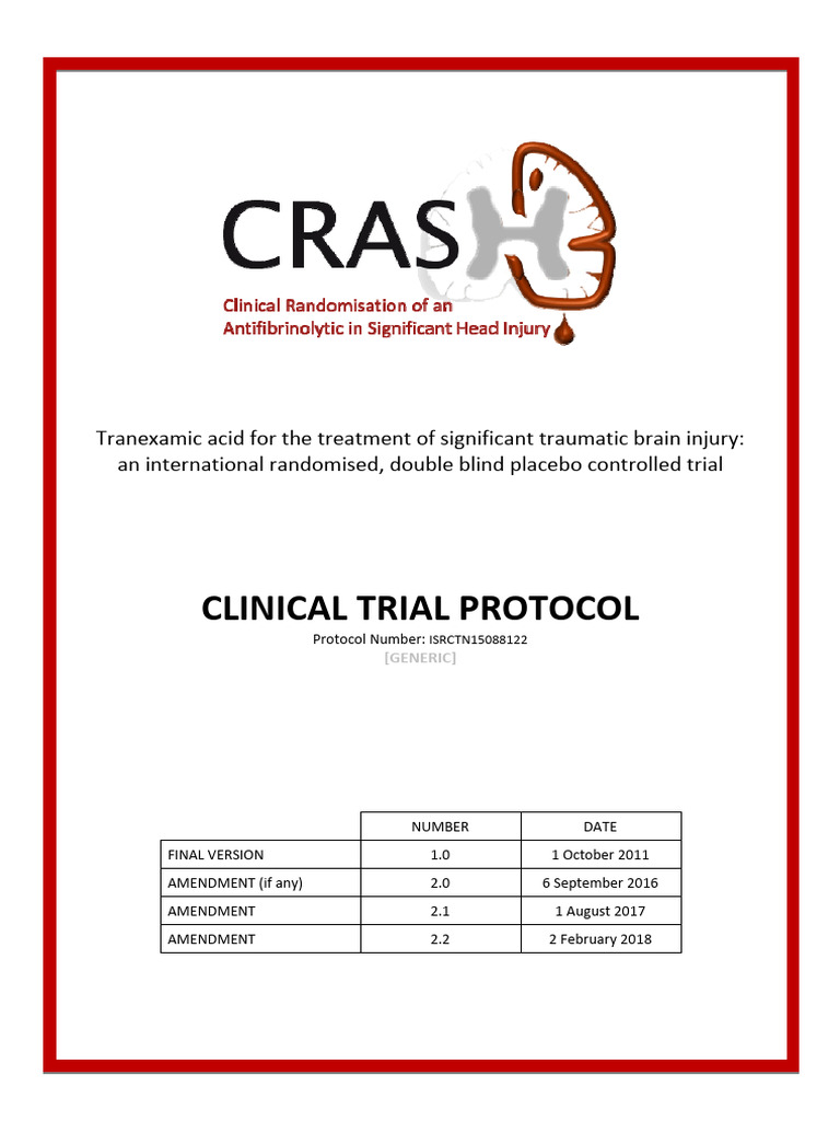 CRASH 3 Trial Protocol v2.2 - FINAL | PDF | Traumatic Brain Injury | Clinical Medicine