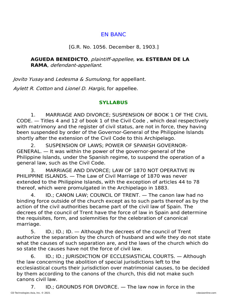 Benedicto v. de La Rama | PDF | Divorce | Appellate Court