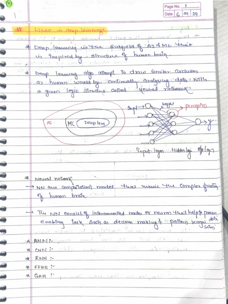 Deep Learning Notes | PDF Deep Learning Notes | PDF