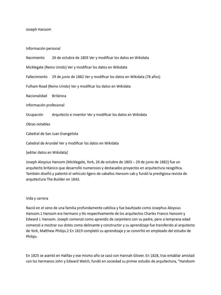 Joseph Hansom | PDF